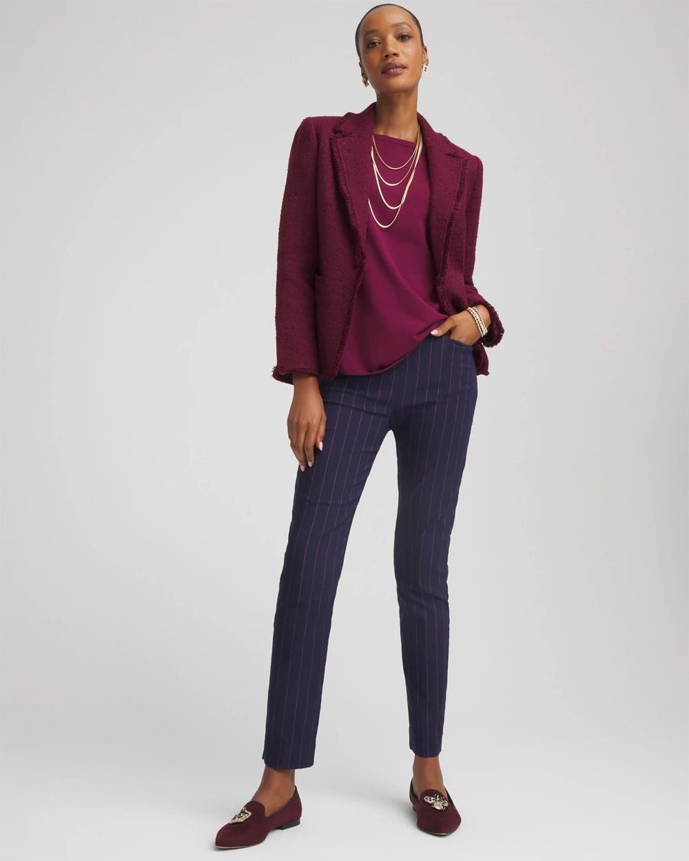 Pinstriped Brigitte™ Slim Pull-On Ankle Pants | Chico's